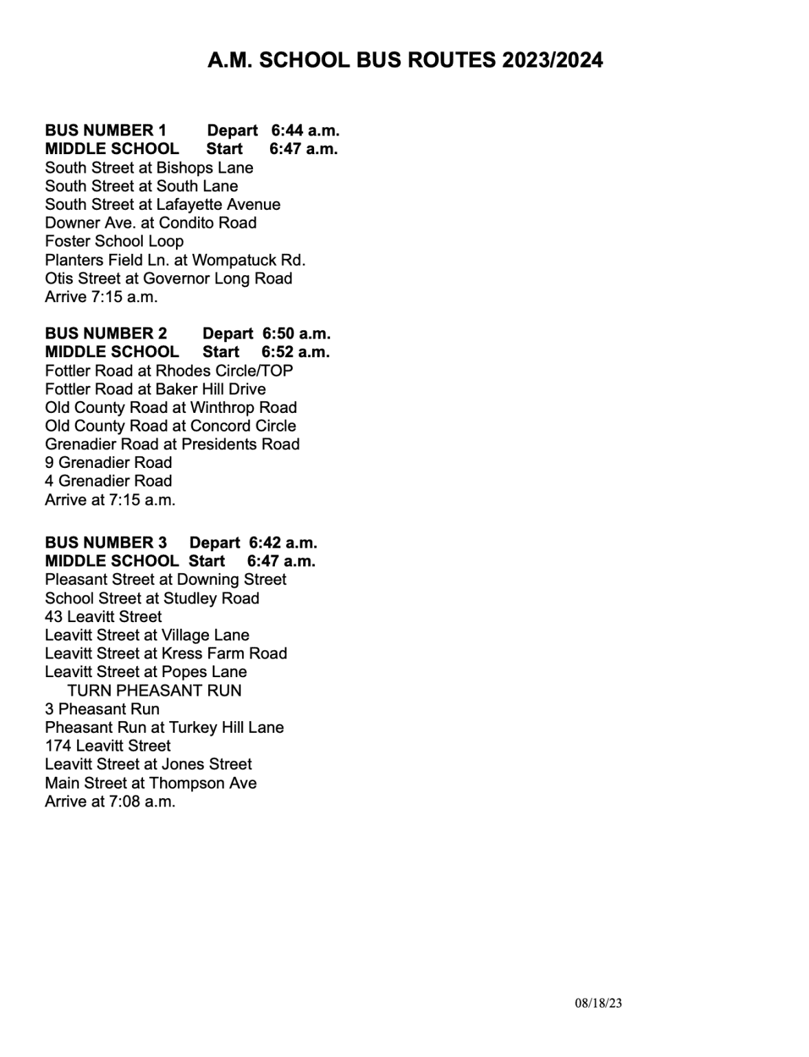 2023-2024 Hingham Public Schools Bus Schedule - Hingham Anchor