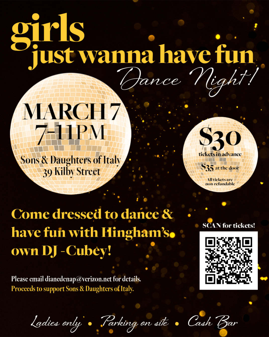 Second Annual Girls Just Want to Have Fun Dance March 7th - Hingham Anchor